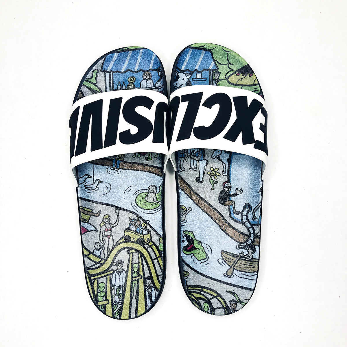 EXCLUSIVE SLIDES (WHERE'S LEROY & JOHNNY EDITION) WHITE/BLACK ...